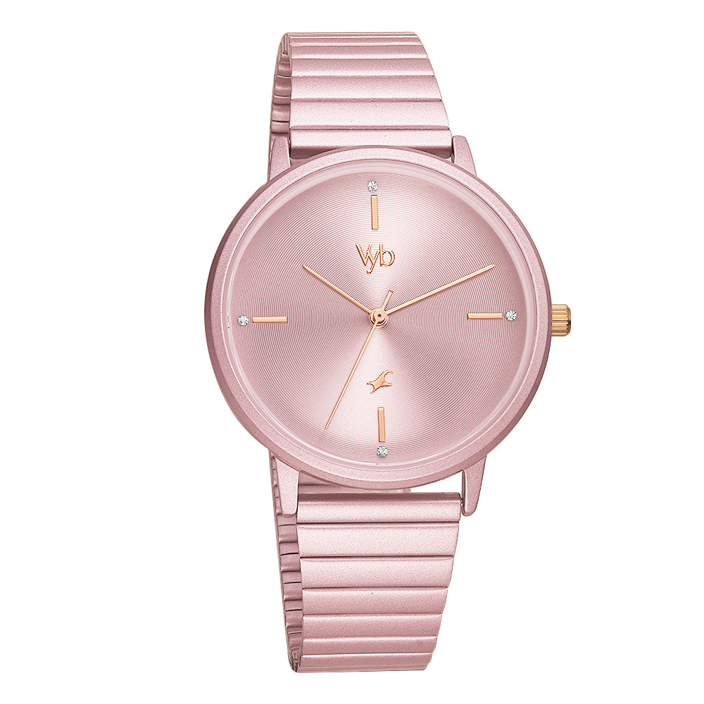 Buy Online Fastrack Vyb Bliss Quartz Analog Pink Dial Stainless Steel ...