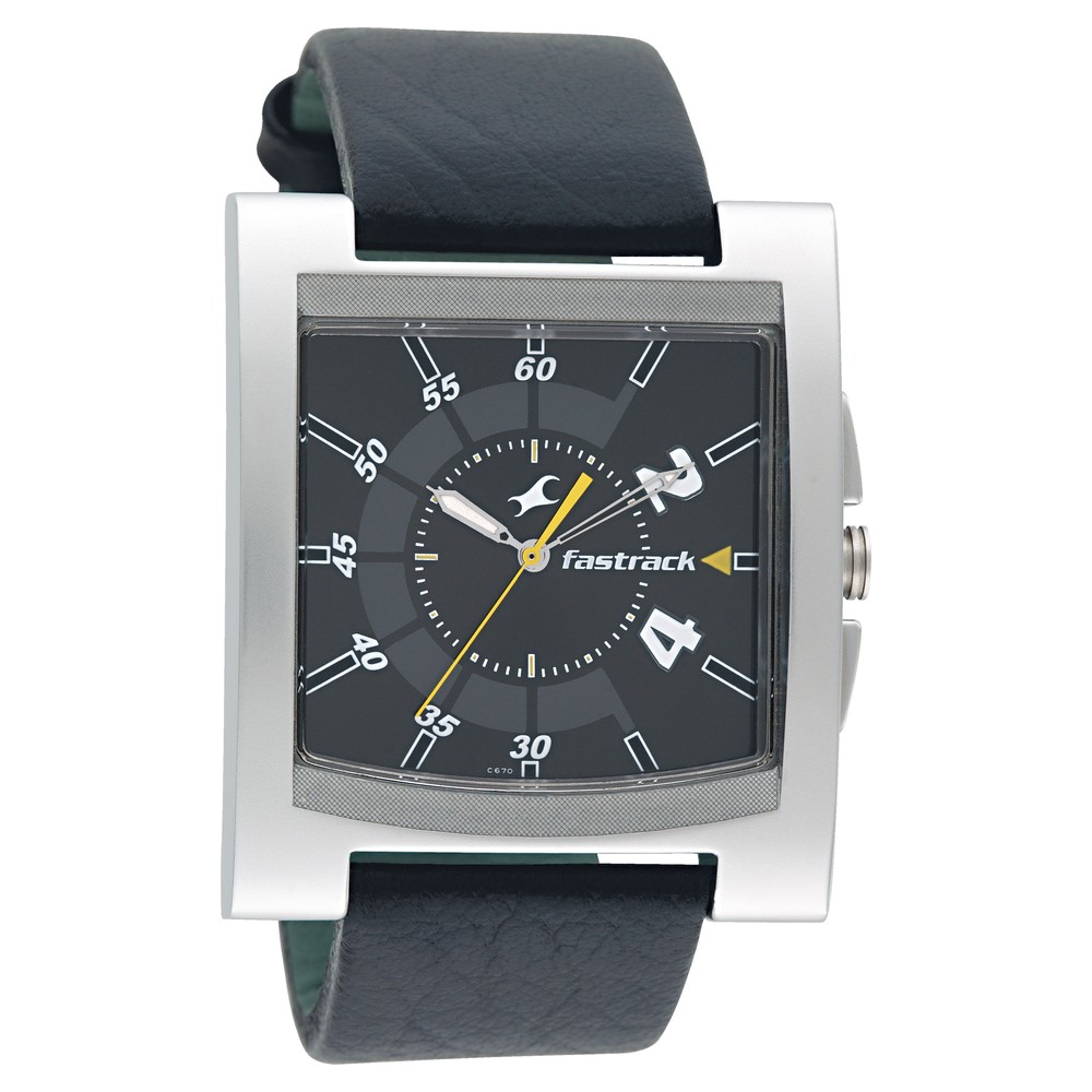 Buy Online Fastrack Quartz Analog Black Dial Leather Strap Watch for ...