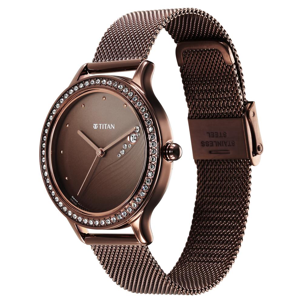 Buy Online Titan Purple Glam It Up Brown Dial Analog with Date ...