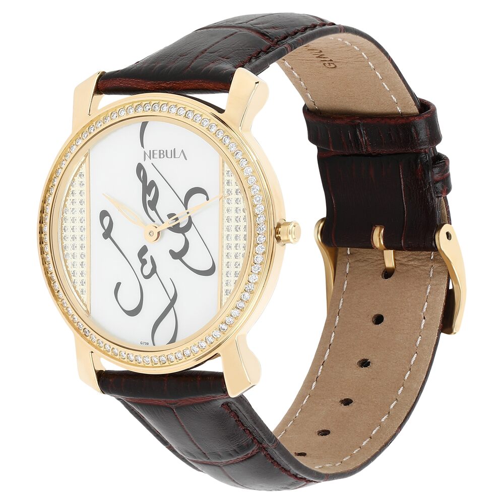 Buy Online Titan Nebula Calligraphy Quartz Analog 18 Karat Solid Gold ...