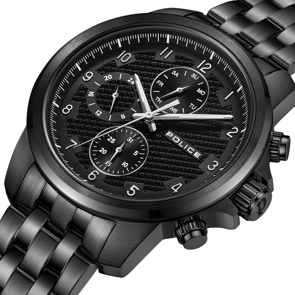 Buy Online Police Multifunction Black Dial Black Metal Strap Watch For ...