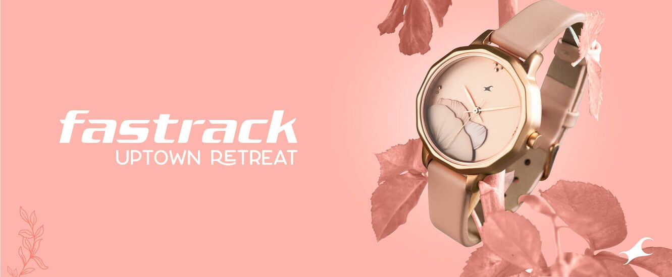 Buy Online Fastrack Uptown Retreat Quartz Analog Rose Gold Dial Leather ...