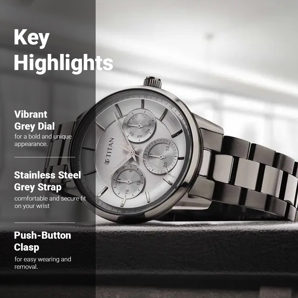 Buy Online Titan Urban Magic Grey Dial Quartz Multifunction Stainless ...