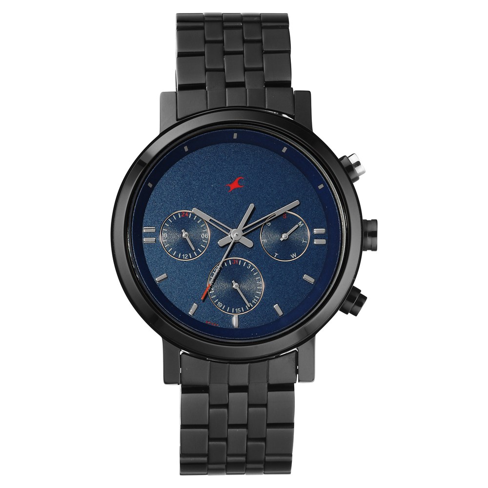 Buy Online Fastrack Tick Tock Quartz Analog Blue dial Metal Strap Watch ...