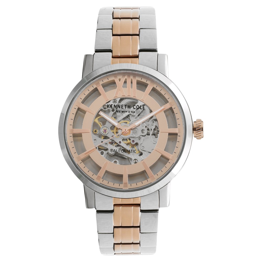 Buy Online Kenneth Cole Automatic Rose Gold Dial Stainless Steel Strap ...