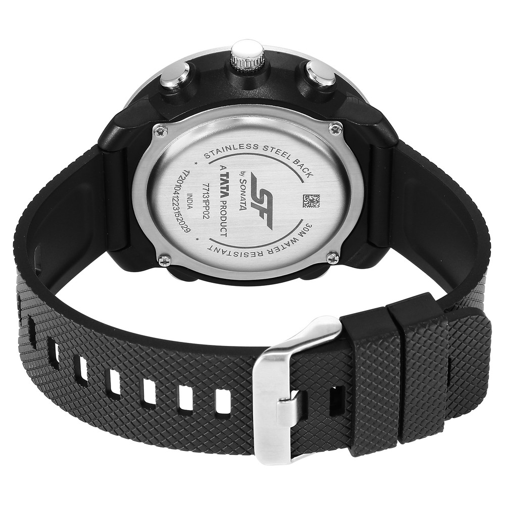 Buy Online SF Zest Quartz Analog Digital Dial Black Polyurethane Strap ...