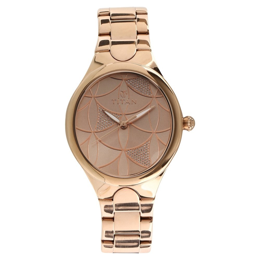 Buy Online Titan Quartz Analog Rose Gold Dial Stainless Steel Strap ...