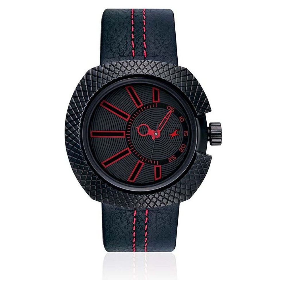 Buy Online Fastrack Quartz Analog Black Dial Leather Strap Watch for ...