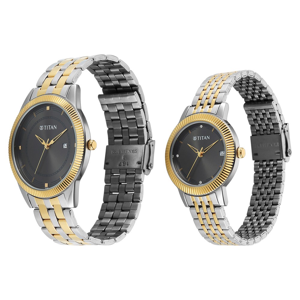 Buy Online Titan Bandhan Eternal Pair Analog with Date and Gun Dial ...