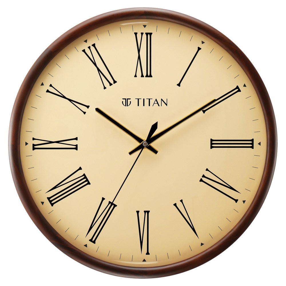 Buy Online Titan Wooden Wall Clock Light Brown Dial with Roman Numerals ...
