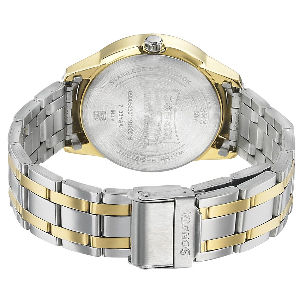 Buy Online Sonata Quartz Analog with Day and Date Silver Dial Bimetal ...