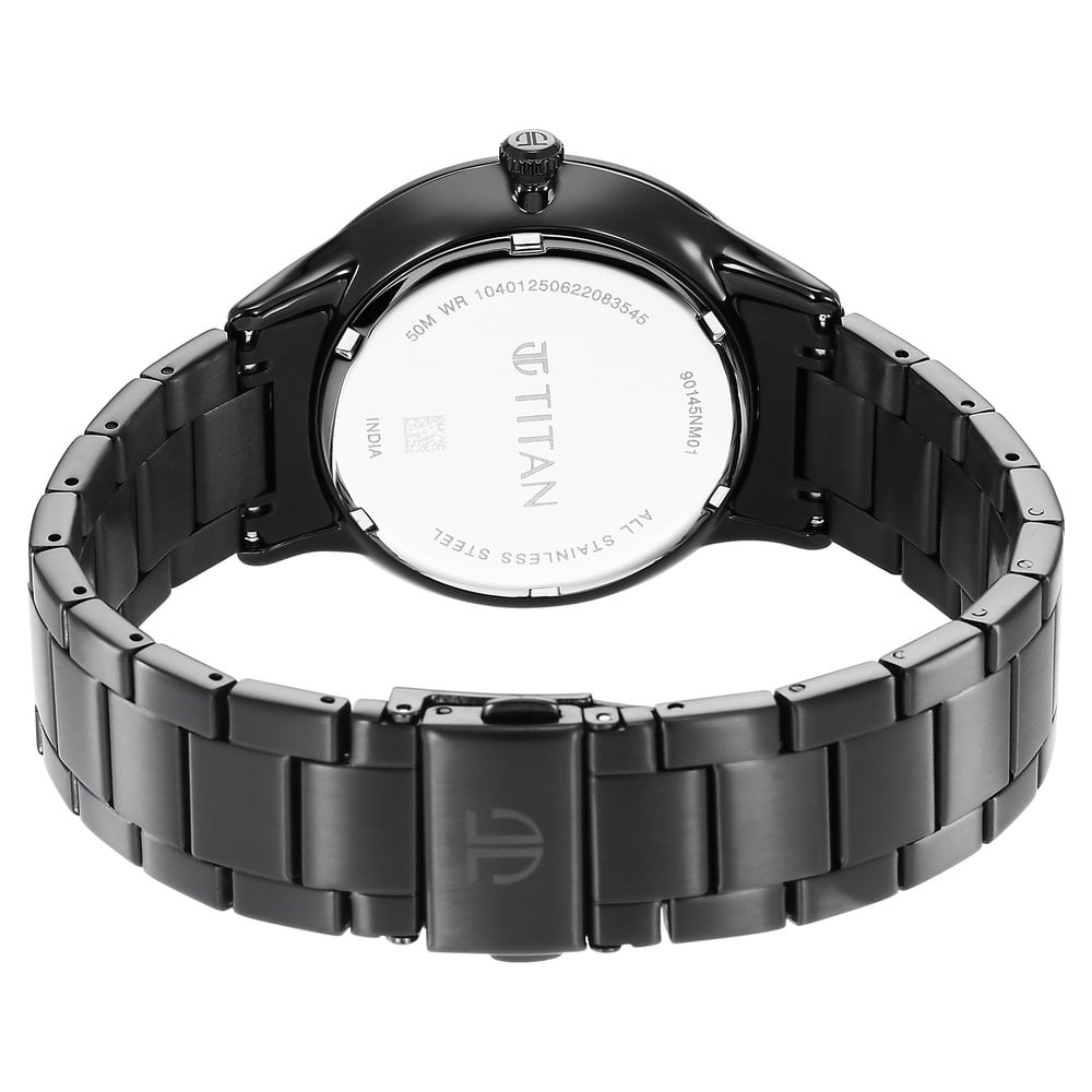 Buy Online Titan Black Dial World Time with Date Stainless Steel Strap ...