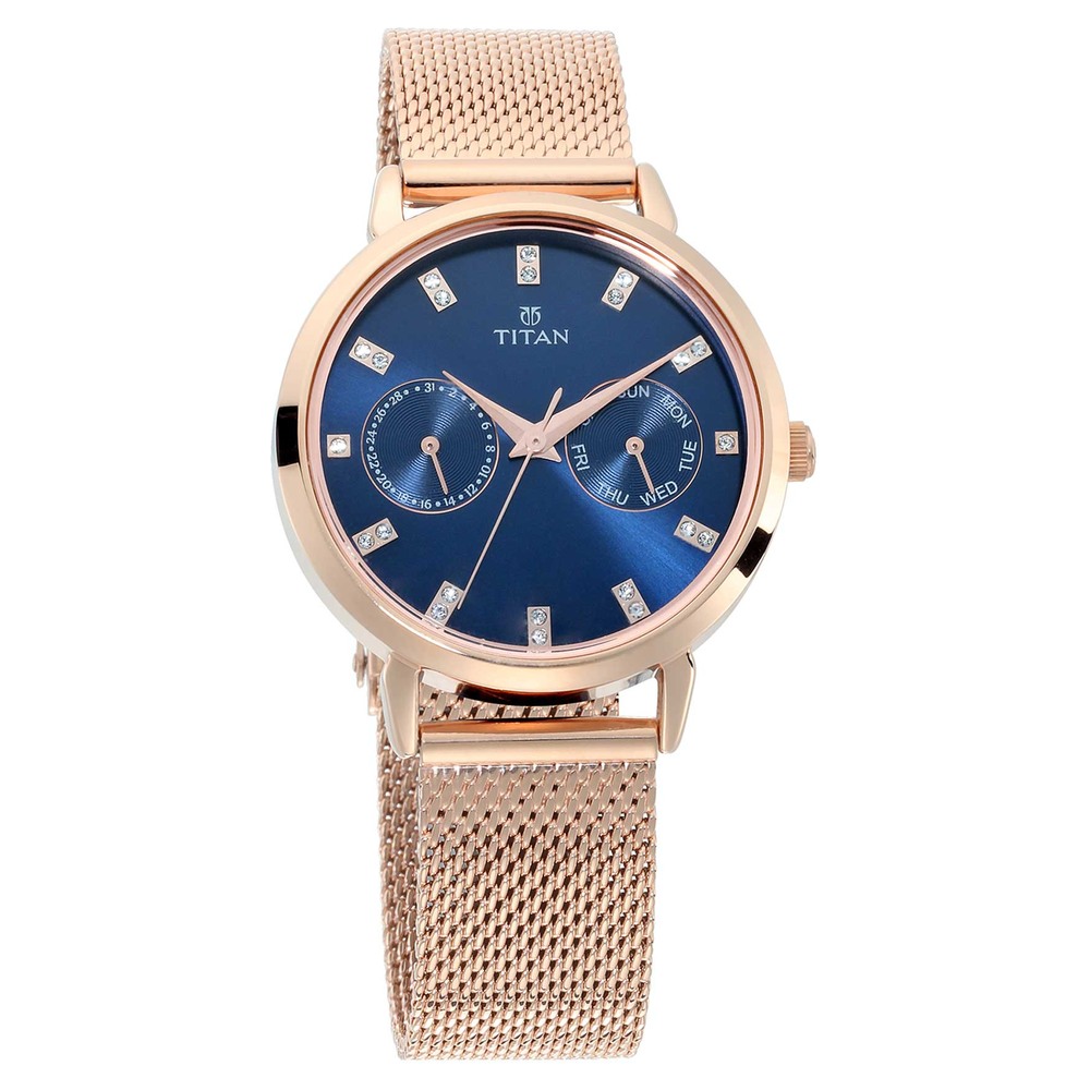 Buy Online Titan Sparkle Quartz Analog with Day and Date Blue Dial ...