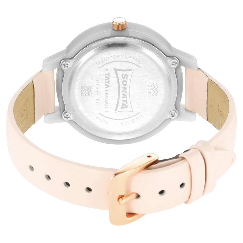 Buy Online Sonata Pop Silver Dial Women Watch With Leather Strap ...