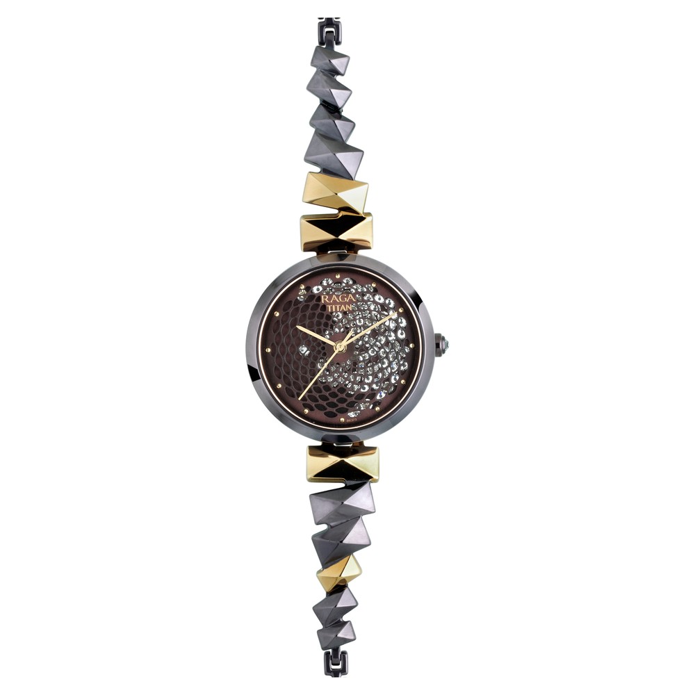 Buy Online Titan Raga Facets Brown Dial Analog Stainless Steel Strap ...
