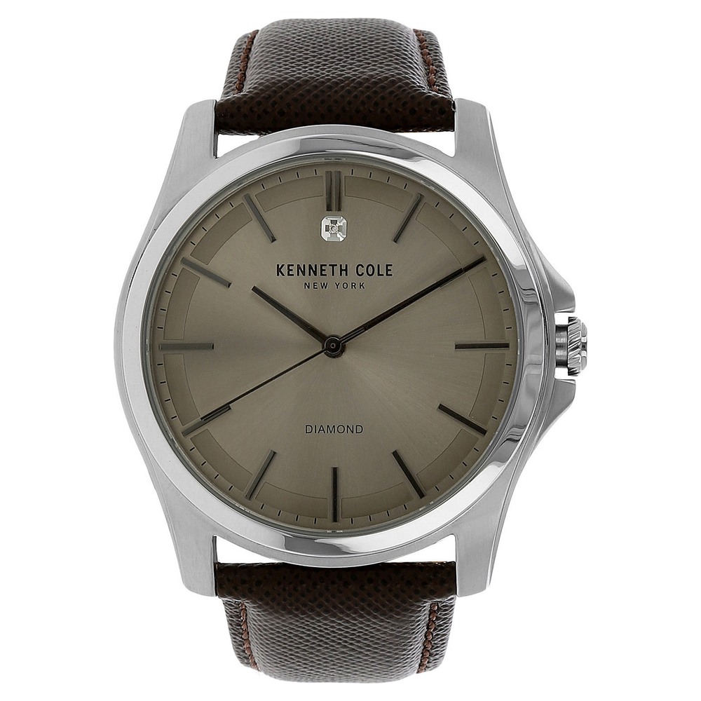 Buy Online Kenneth Cole Quartz Analog Grey Dial Leather Strap Watch for ...