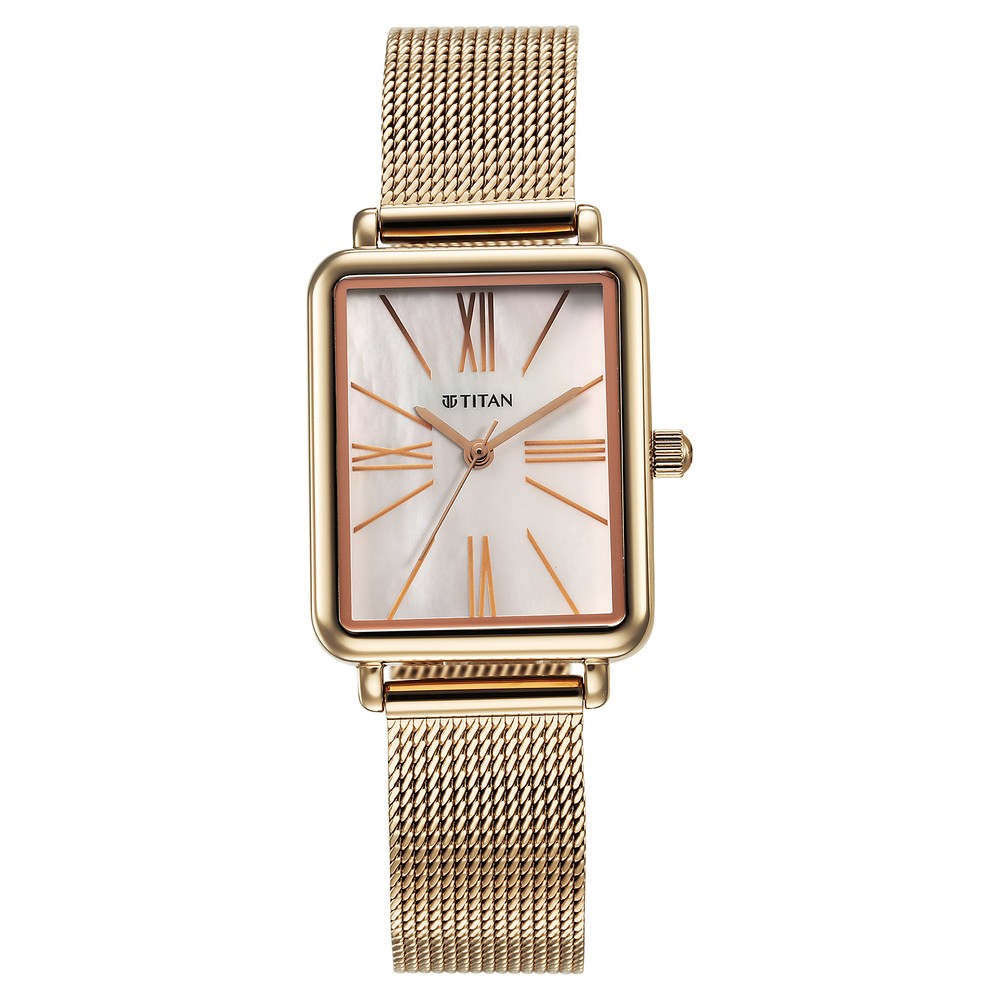 Buy Online Titan Slimline Quartz Analog Mother Of Pearl Dial Rose Gold ...