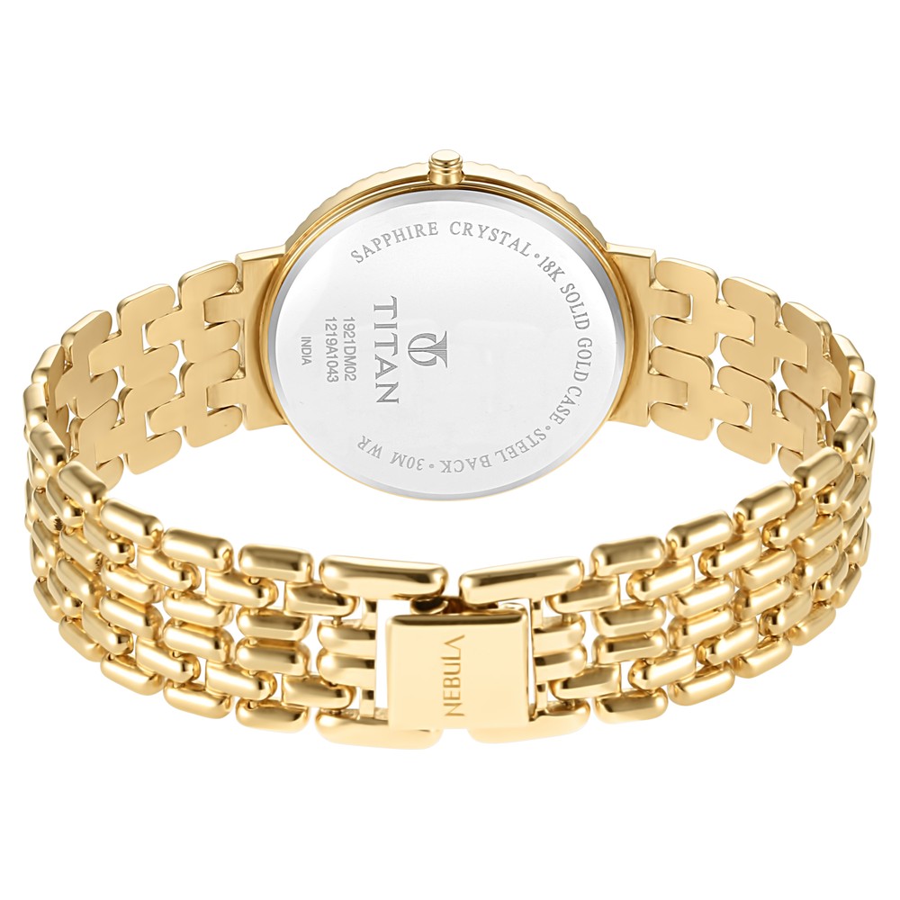 Buy Online Titan Nebula Vintage 18k Gold Analog Rice Grain Strap Watch ...