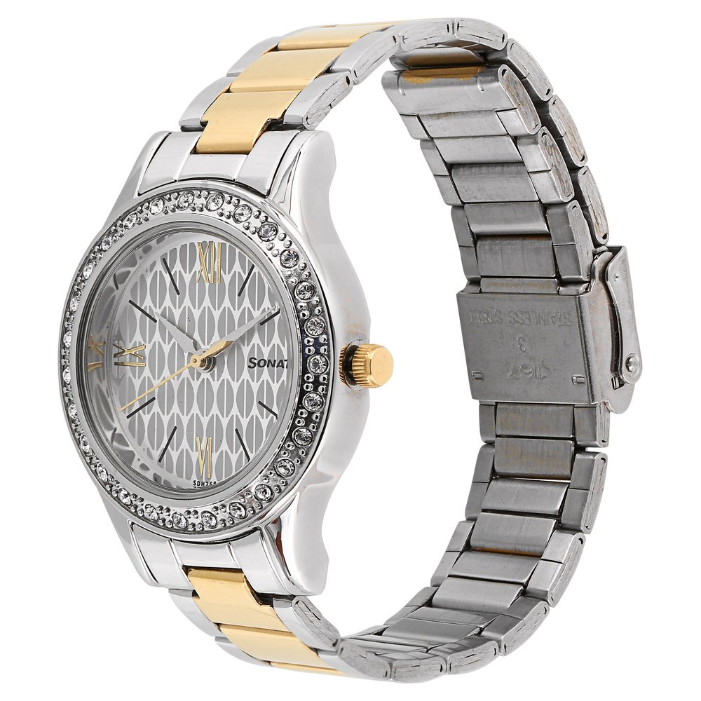 Buy Online Sonata Stardust White Dial Women Watch With Stainless Steel ...