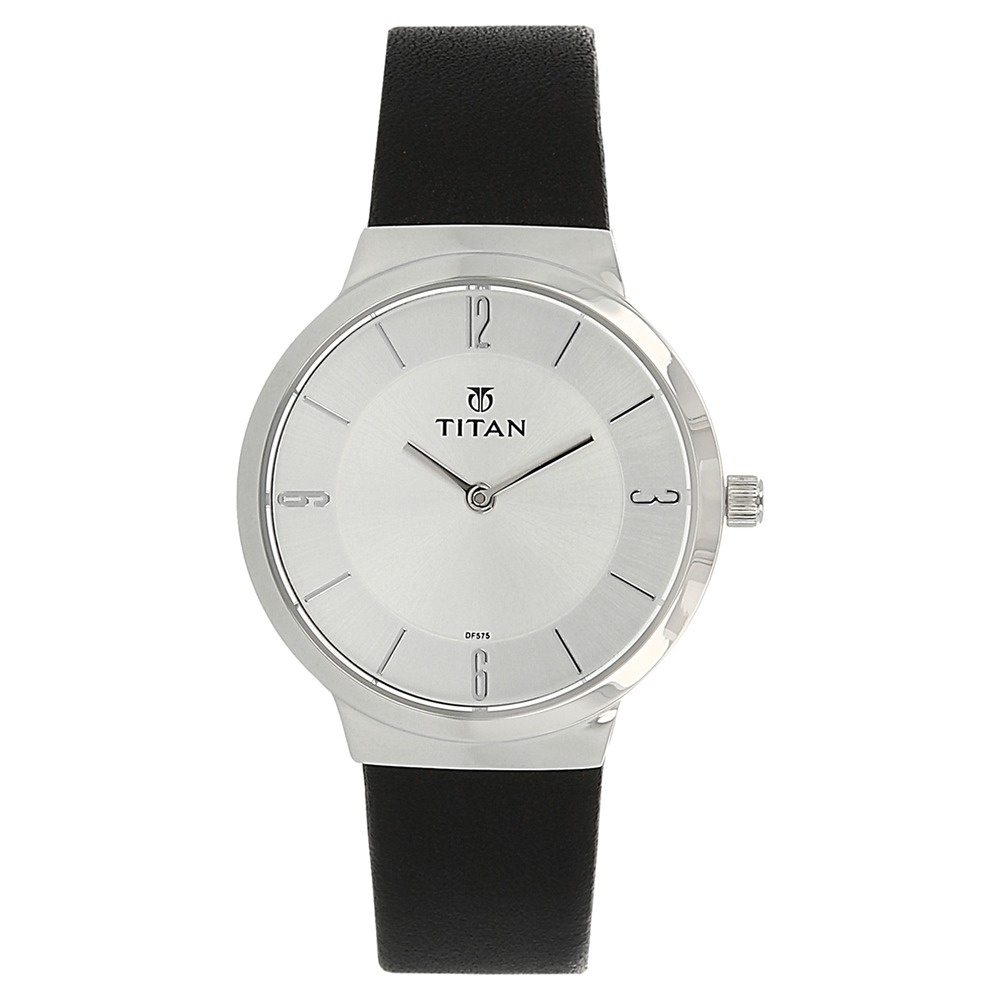 Buy Online Titan Quartz Analog Silver Dial Leather Strap Watch for ...