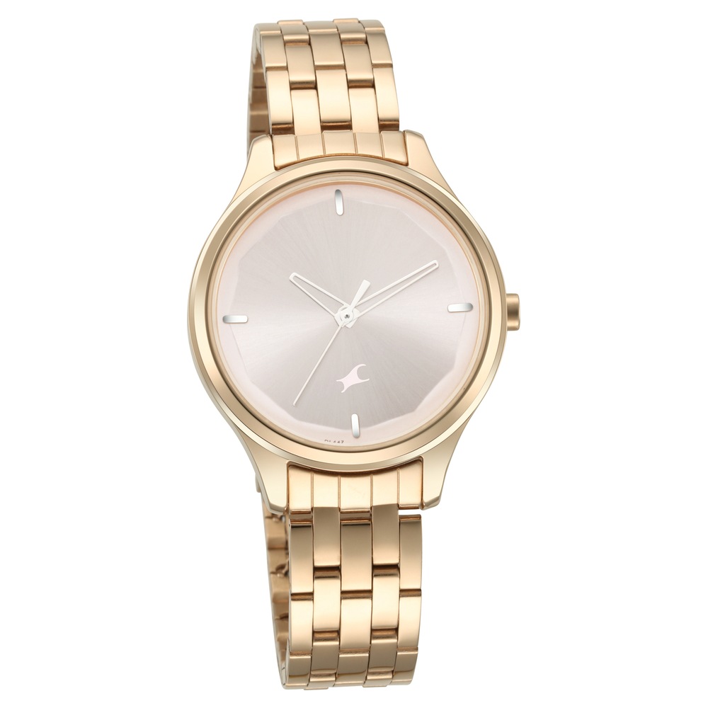Buy Online Fastrack Stunners Quartz Analog Rose gold Dial Metal Strap ...