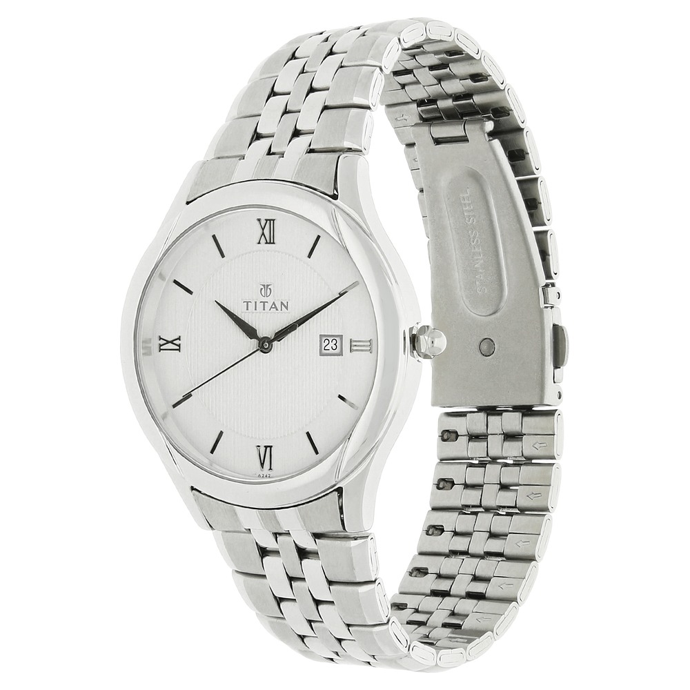 Buy Online Titan Quartz Analog with Date Silver Dial Stainless Steel ...