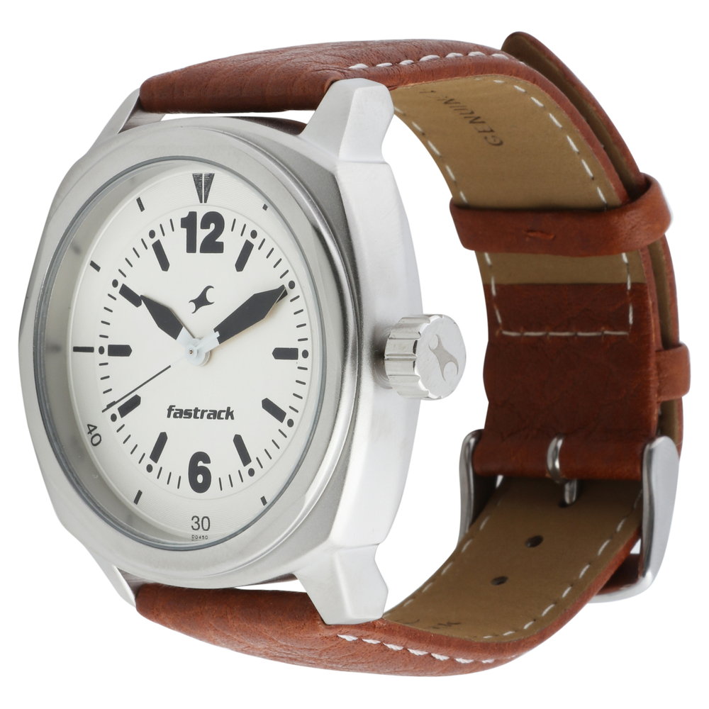 Buy Online Fastrack Quartz Analog White Dial Leather Strap Watch for ...