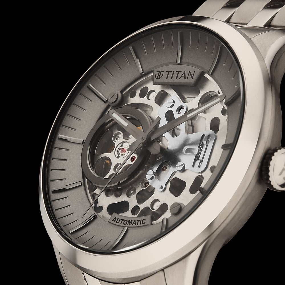 Buy Online Titan Metal Mechanicals Silver Dial Silver Stainless Steel ...