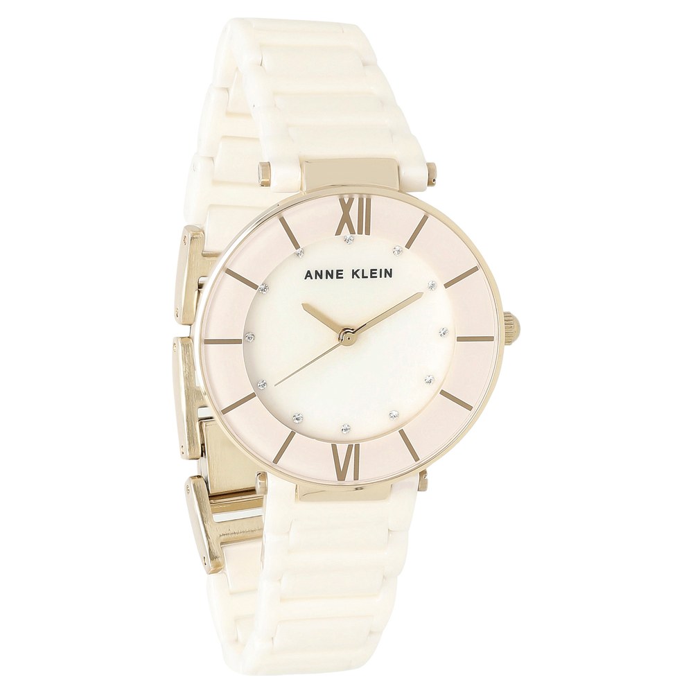 Buy Online Anne Klein Quartz Analog Pink Dial Ceramic Strap Watch for ...