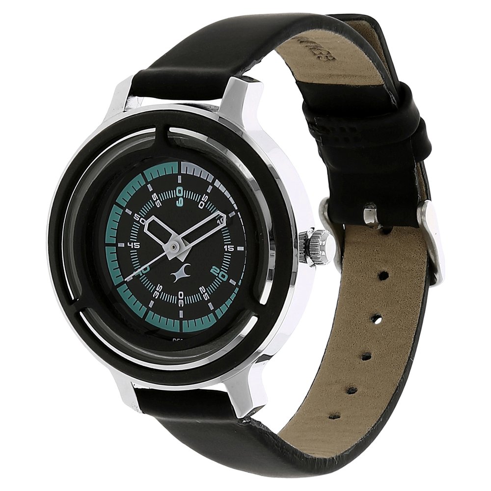 Buy Online Fastrack Motorheads Quartz Analog Black Dial Leather Strap ...