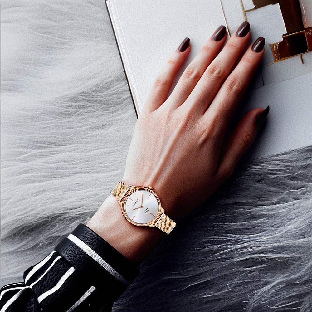 Buy Online Titan Edge Slim Stainless Steel Strap White Dial Analog ...