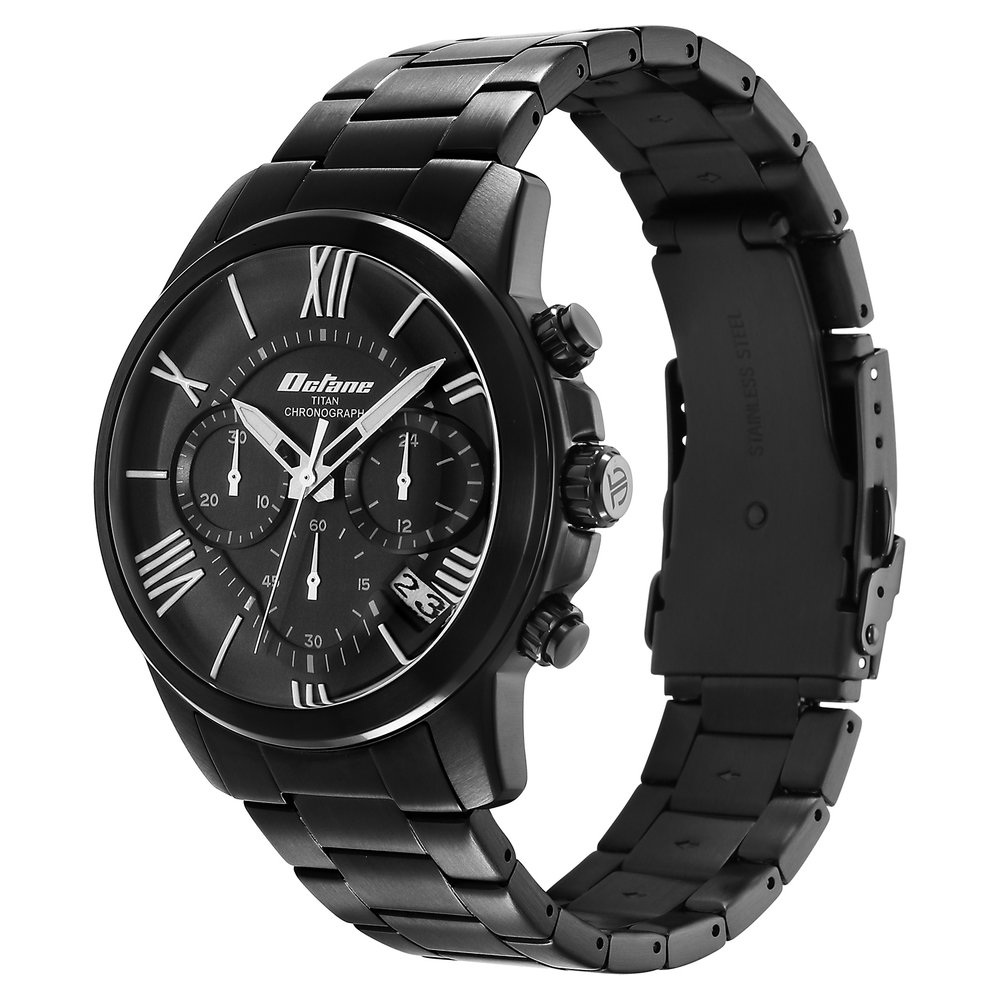 Buy Online Titan Octane Classic Sporty Black Dial Chronograph Stainless ...