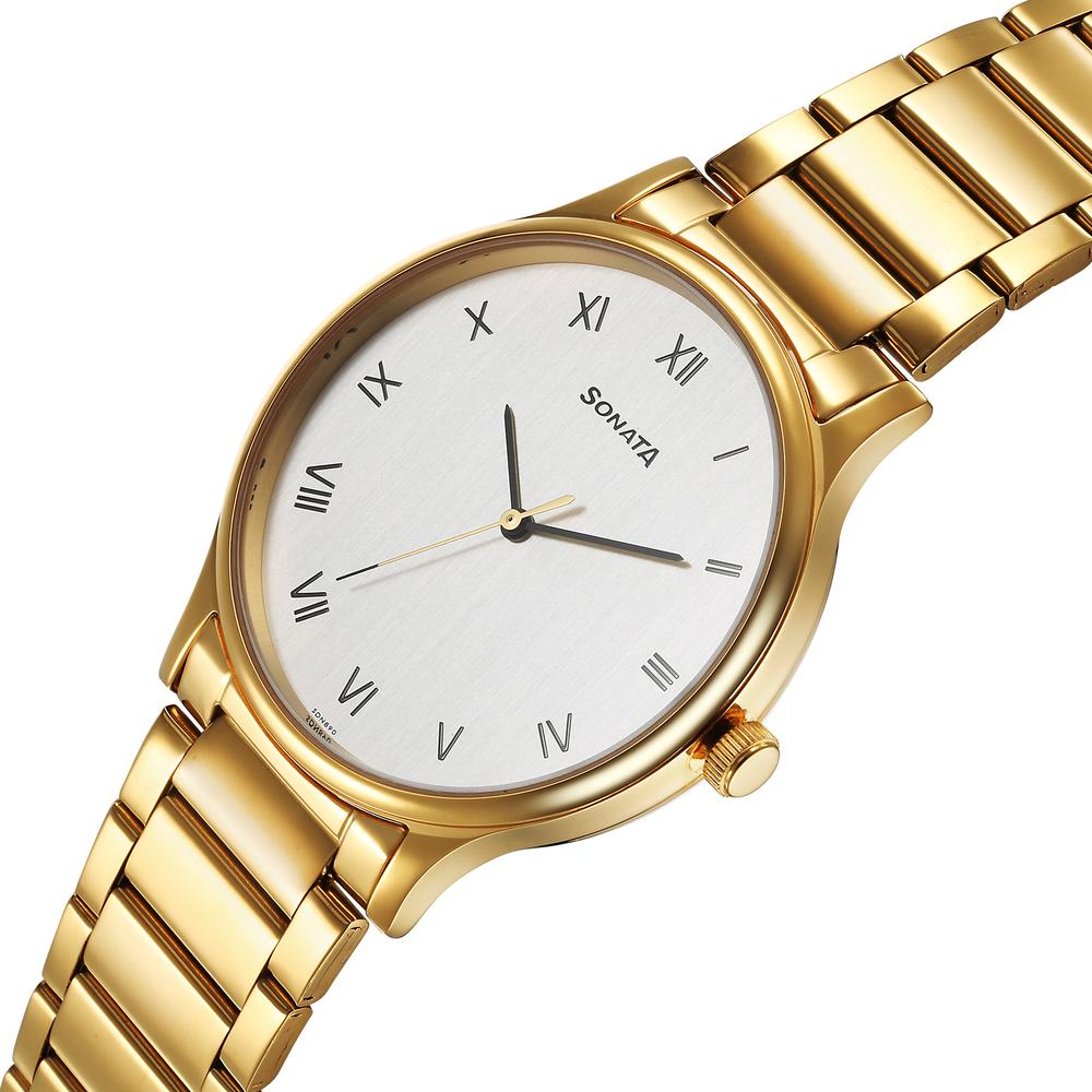 Buy Online Sonata Quartz Analog Silver Dial Watch for Men - nt77105ym02 ...