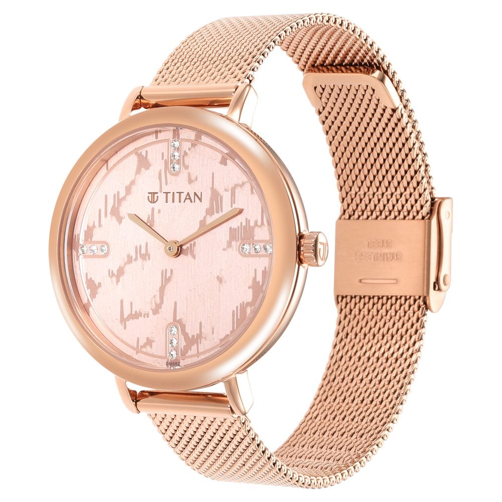 Buy Online Titan Purple Rose Gold Dial Analog Stainless Steel Strap ...