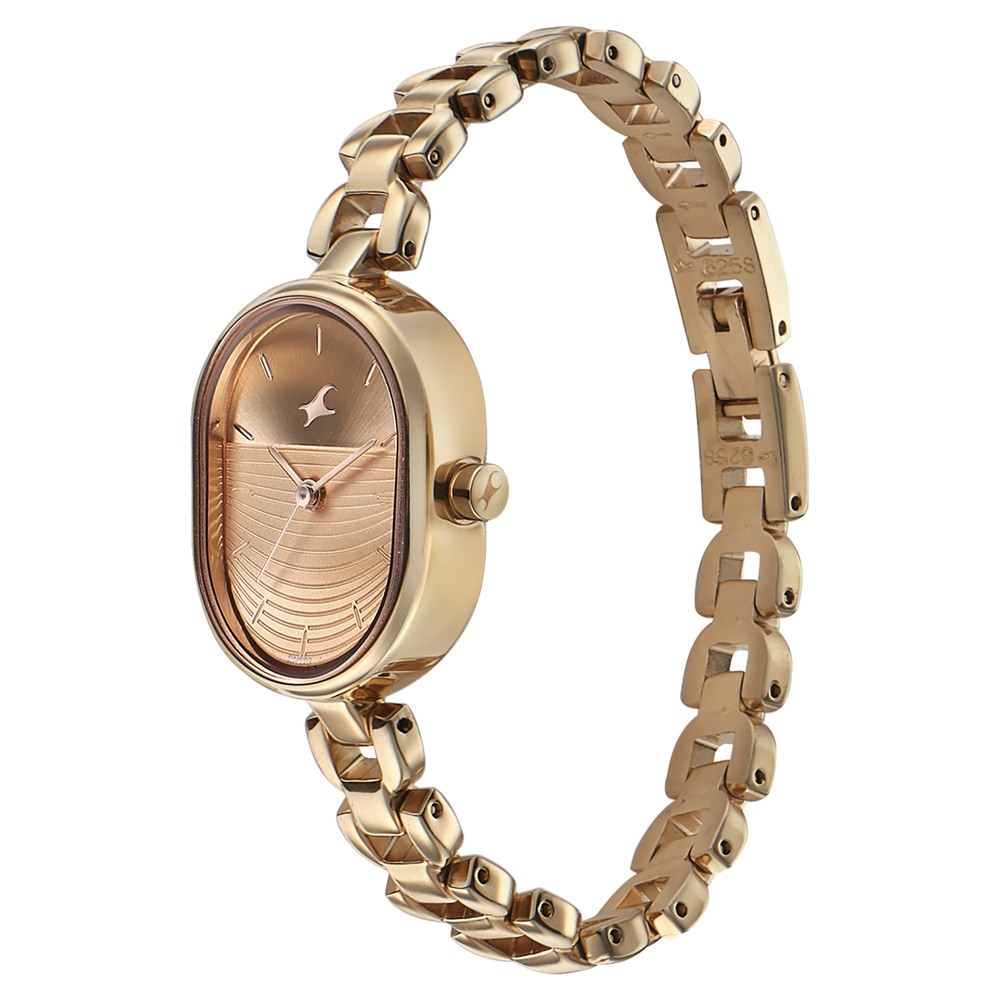 Buy Online Fastrack Style Up Golden Dial Metal Strap Watch for Girls ...