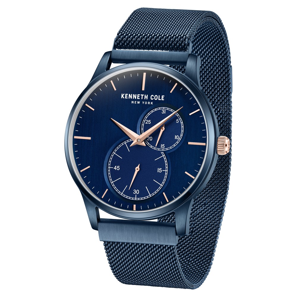 Buy Online Kenneth Cole Multifunction Blue Dial Stainless Steel Strap ...