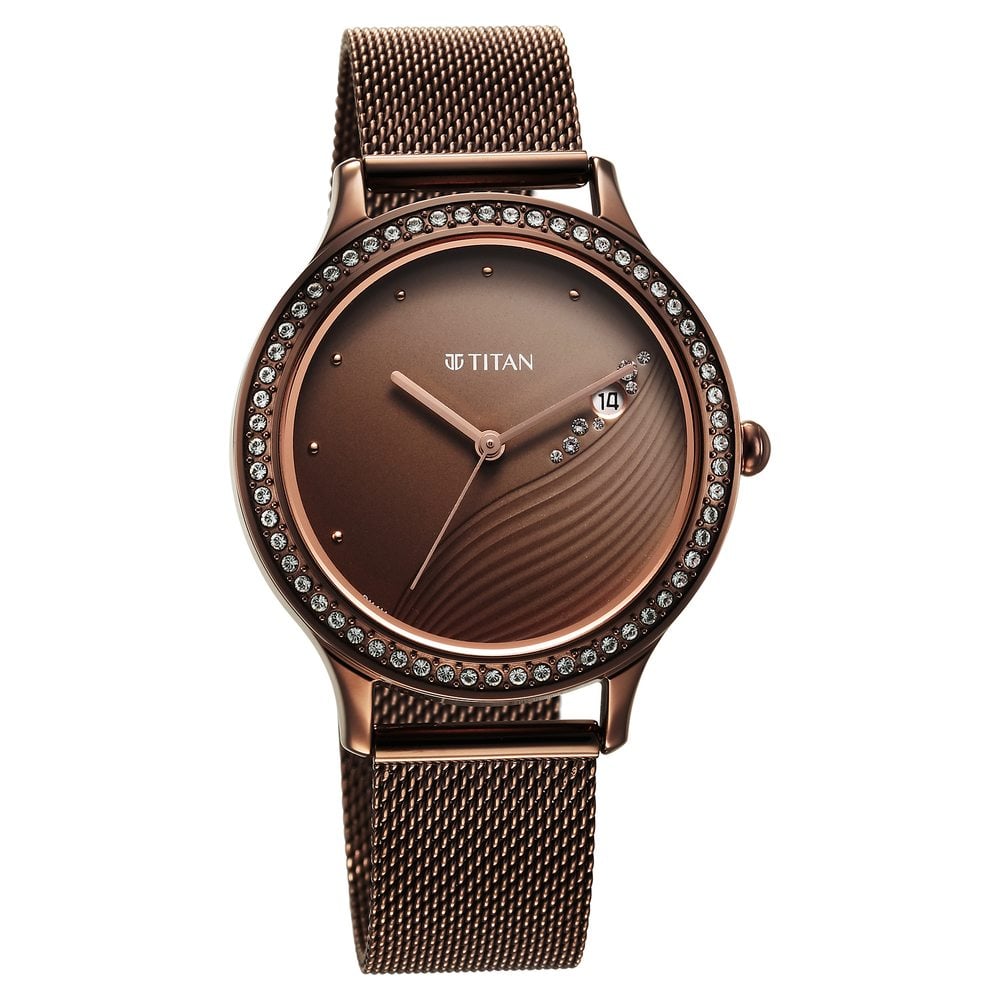 Buy Online Titan Purple Glam It Up Brown Dial Analog with Date ...