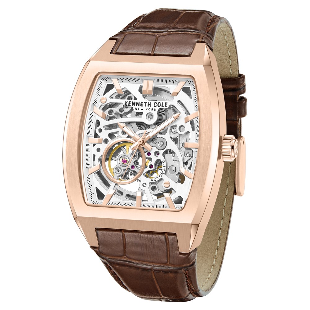 Buy Online Kenneth Cole Automatic White Dial Leather Strap Watch For ...