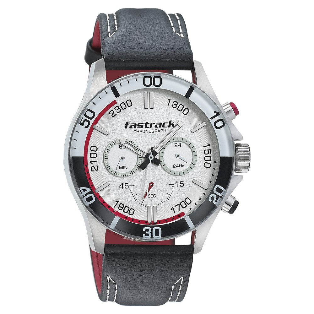 Buy Online Fastrack Hitlist Quartz Chronograph White Dial Leather Strap ...