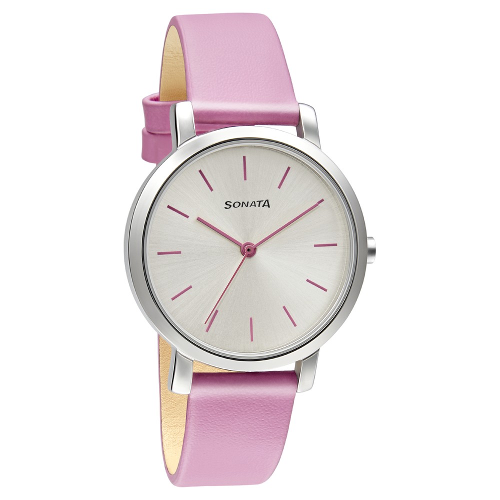 Buy Online Sonata Play Silver Dial Women Watch With Leather Strap ...