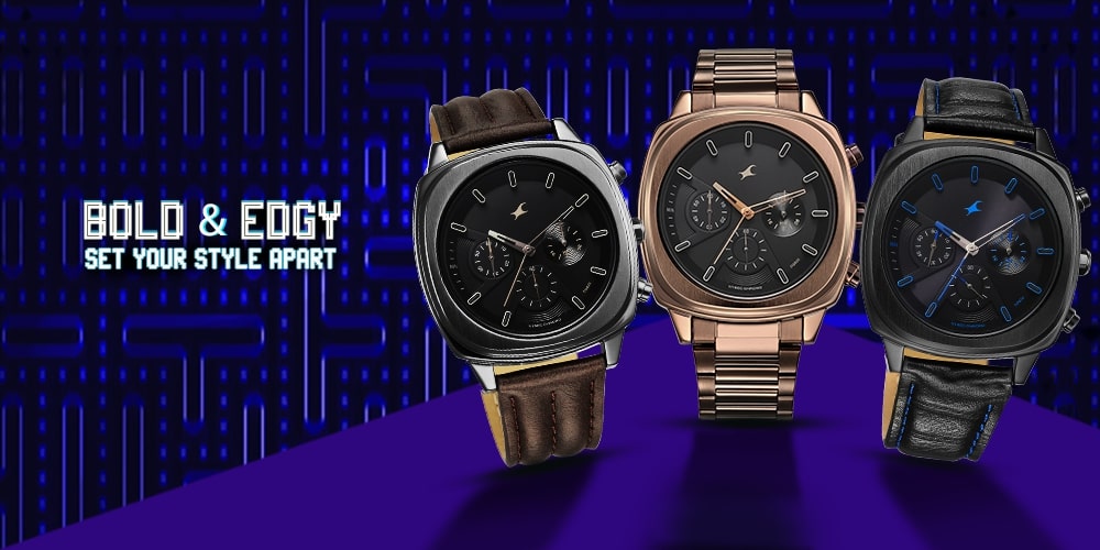 Buy Online Fastrack Kronos Chronograph Black Dial Black Leather Strap ...