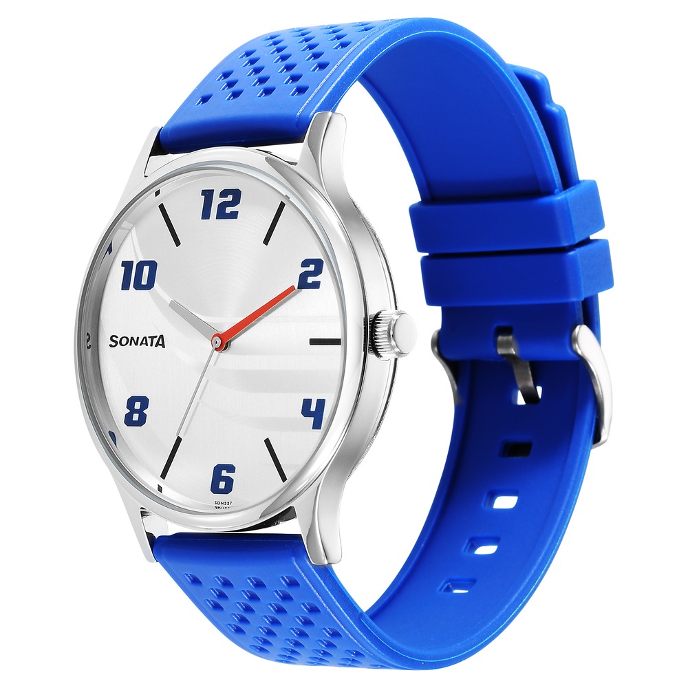 Buy Online Sonata RPM Silver Dial Plastic Strap Watch for Men ...