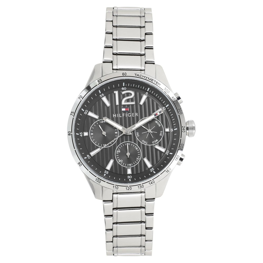 Buy Online Tommy Hilfiger Quartz Multifunction Black Dial Metal Strap ...