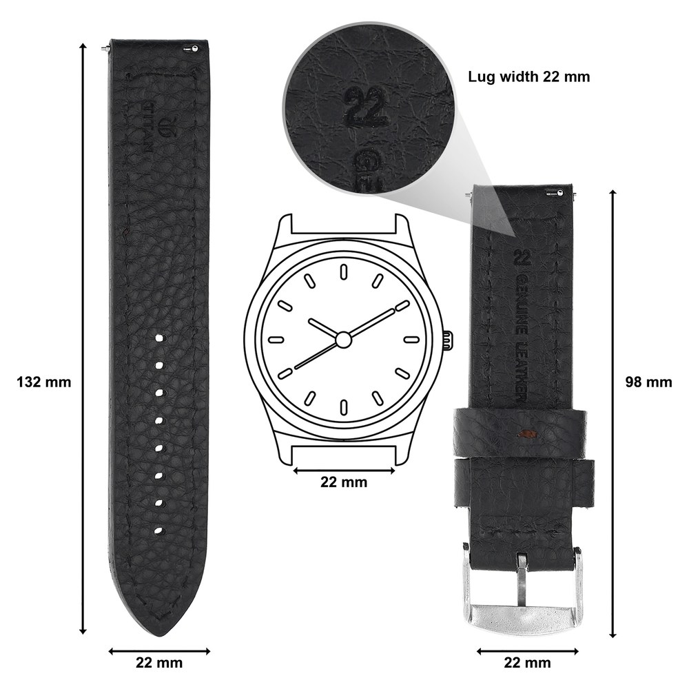 Buy Online 22 mm Black Genuine Leather Straps for Men - 1001211822s/p ...