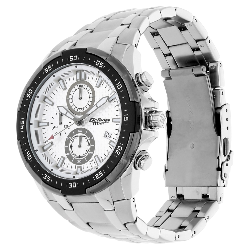 Buy Online Titan Quartz Chronograph Silver Dial Stainless Steel Strap ...