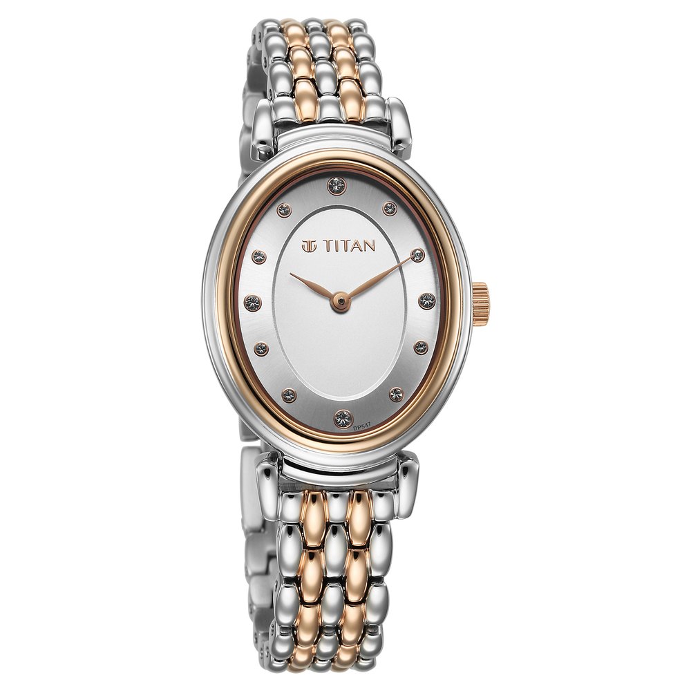 Buy Online Titan Aura Quartz Analog Silver Dial With Two Toned ...
