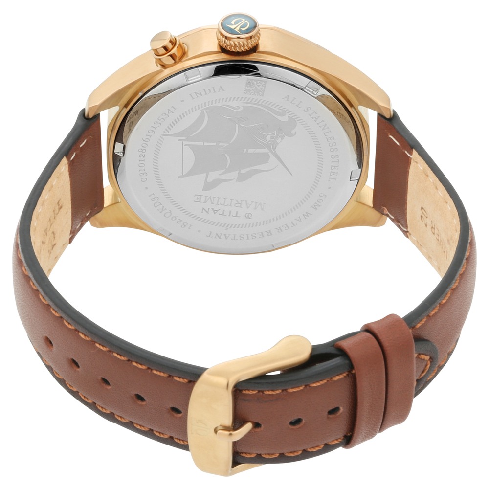 Buy Online Titan Maritime Green Dial Quartz Multifunction Leather Strap ...
