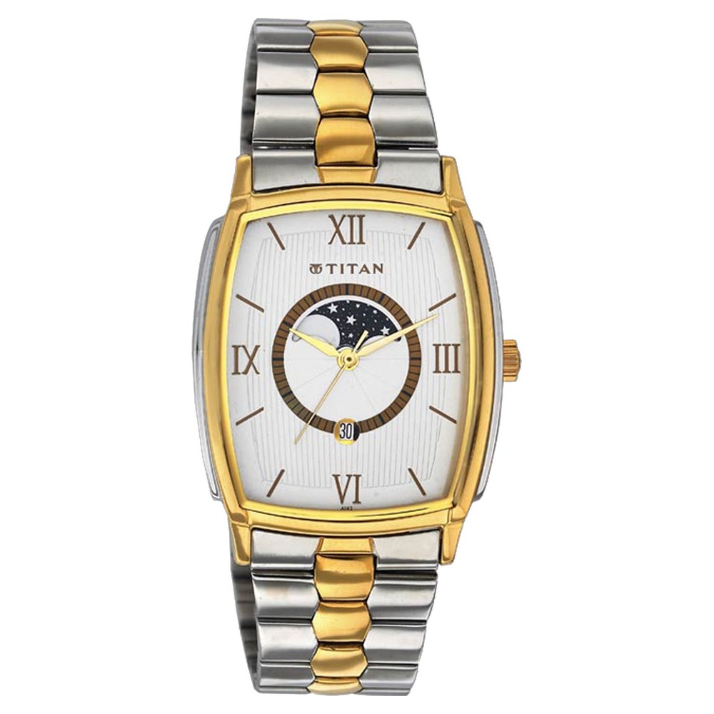 Buy Online Titan Moonphase Silver Dial Quartz Metal Strap watch for Men ...