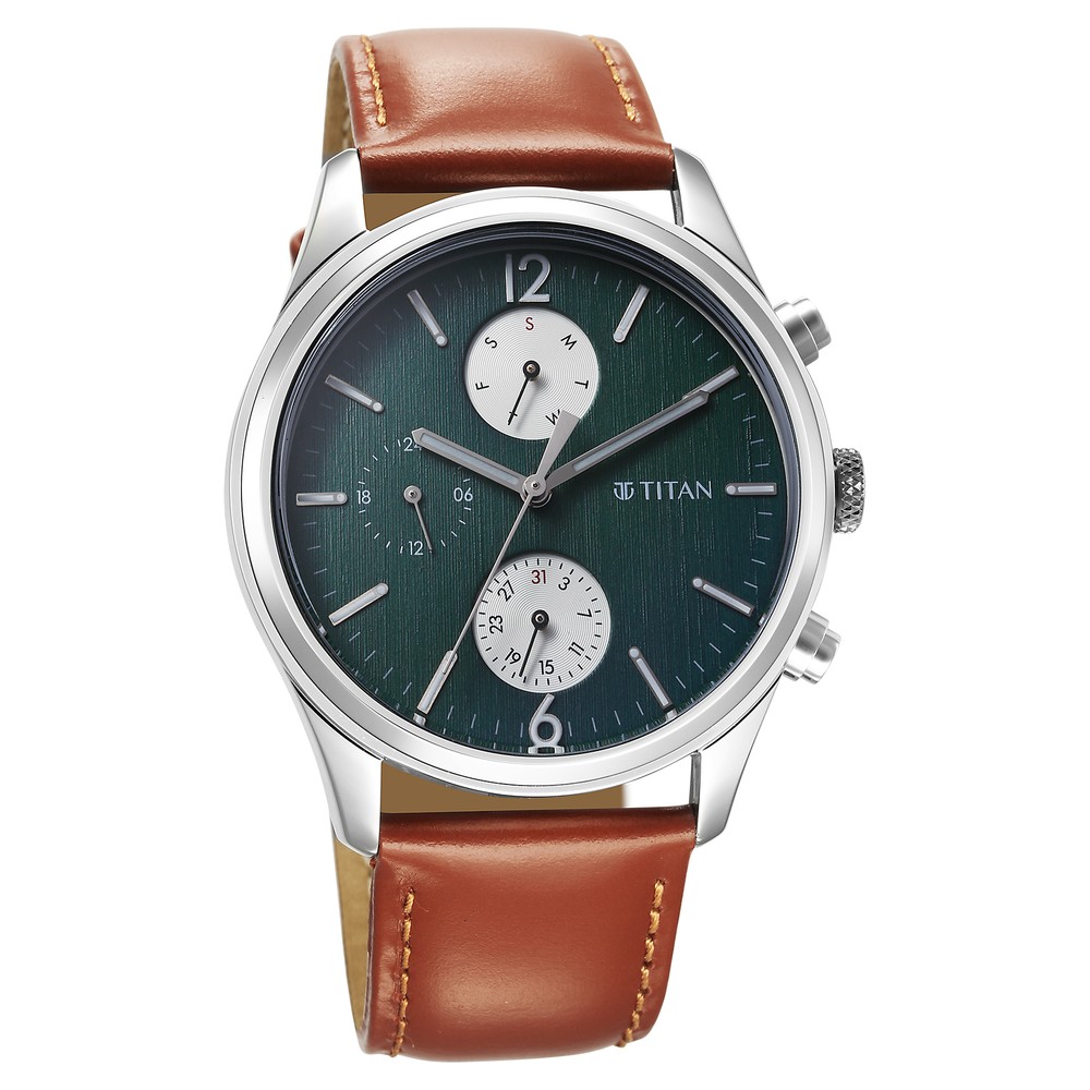 Buy Online Titan Wrist Wit Quartz Analog with Day and Date Grey Dial ...