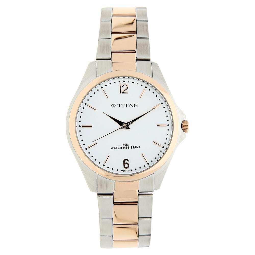Buy Online Titan Quartz Analog White Dial Metal Strap Watch for Men ...